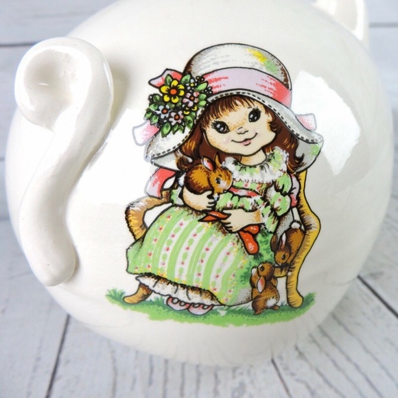 Accents | White Piggy Bank Hand Painted Face Girl Bonnet | Poshmark
